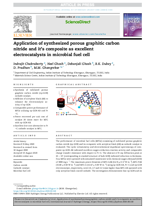 (PDF) Application of synthesized porous graphitic carbon nitride and it's composite as excellent ...