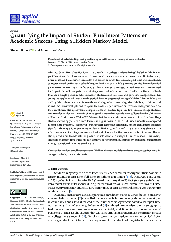 (PDF) Quantifying the Impact of Student Enrollment Patterns on Academic Success Using a Hidden ...
