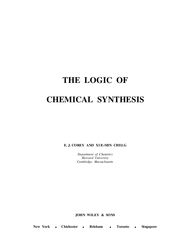 (PDF) THE LOGIC OF CHEMICAL SYNTHESIS