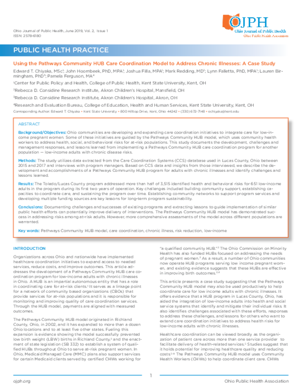 (PDF) Using the Pathways Community HUB Care Coordination Model to ...