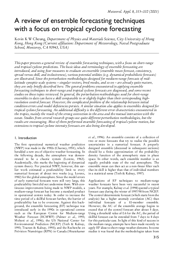 Pdf A Review Of Ensemble Forecasting Techniques With A Focus On