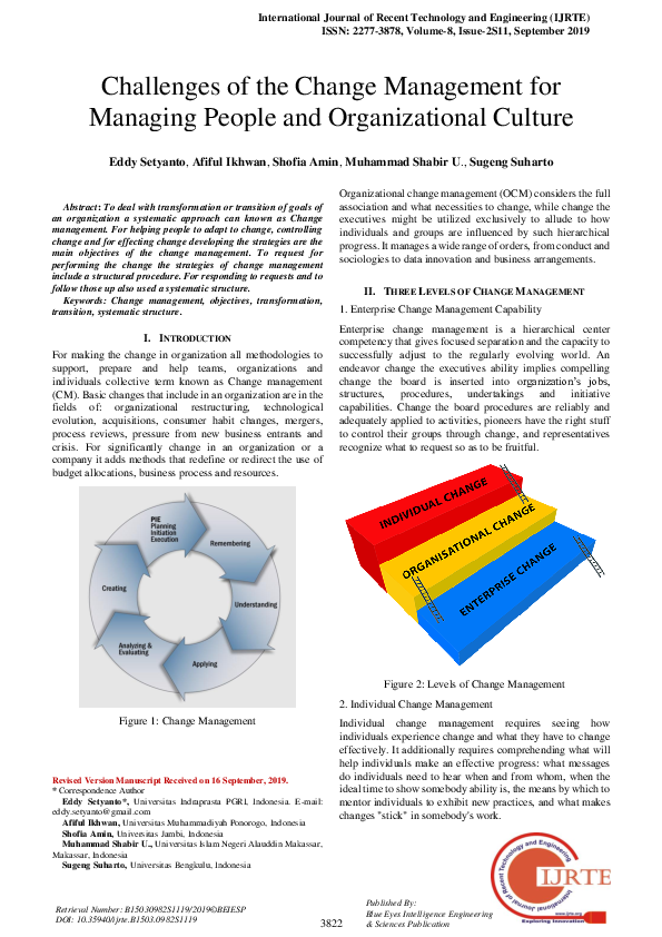(PDF) Challenges of the Change Management for Managing People and ...