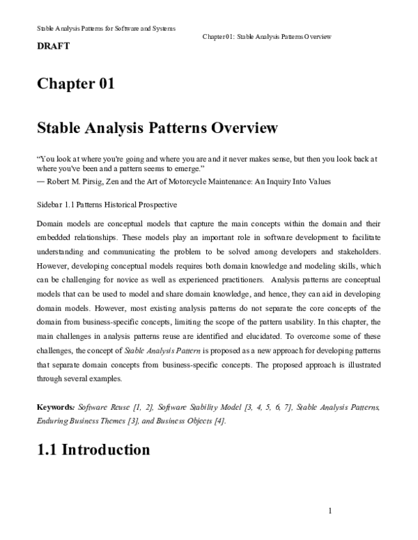 (DOC) Stable Analysis Patterns Overview