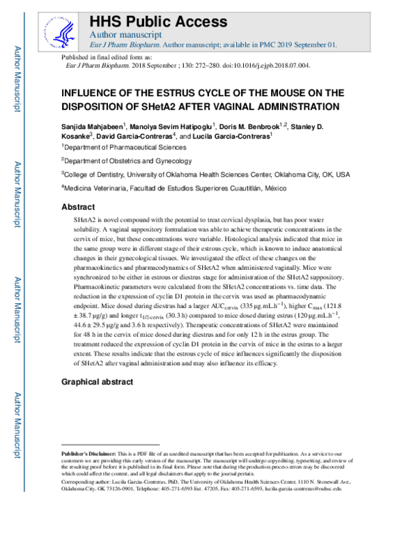 (PDF) Influence of the estrus cycle of the mouse on the disposition of ...