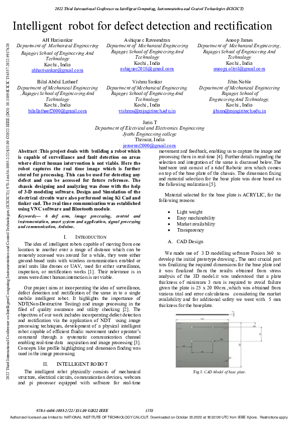 (PDF) Intelligent robot for defect detection and rectification | Dr ...