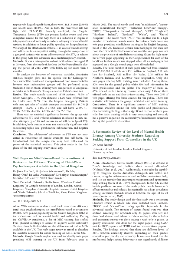 (PDF) Web Pages on Mindfulness-Based Interventions: A Review on the Different Training of Third ...