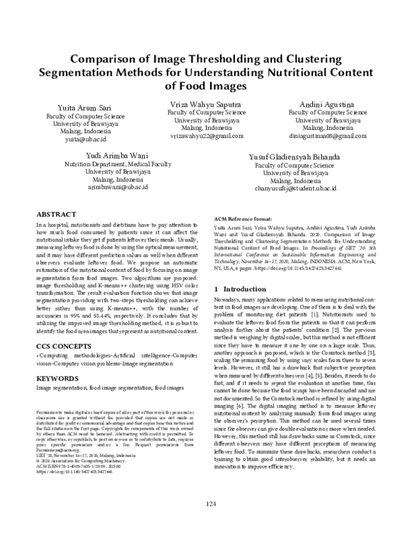 (PDF) Comparison of image thresholding and clustering segmentation methods for understanding ...