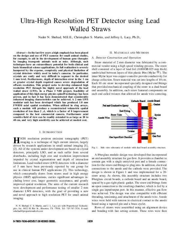 (PDF) Ultra-high resolution PET detector using lead walled straws