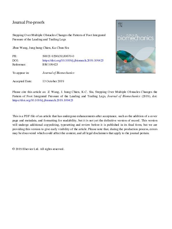 (PDF) Stepping over multiple obstacles changes the pattern of foot ...