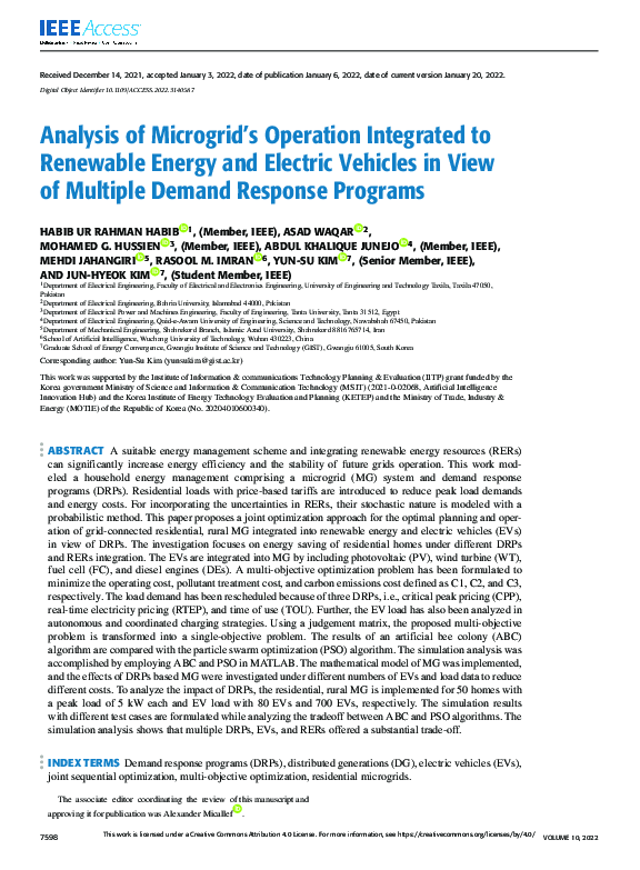 Pdf Analysis Of Microgrids Operation Integrated To Renewable Energy And Electric Vehicles In 