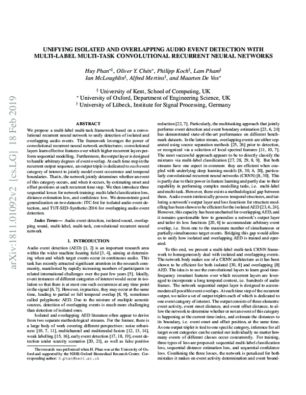 Pdf Unifying Isolated And Overlapping Audio Event Detection With Multi Label Multi Task