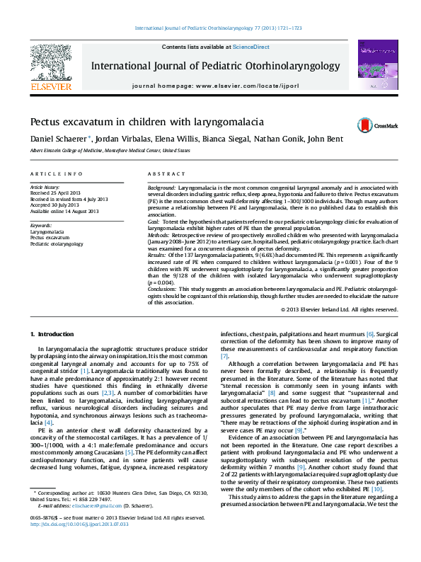 (PDF) Pectus excavatum in children with laryngomalacia