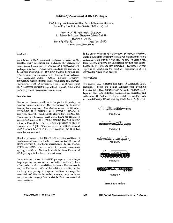 (PDF) Reliability assessment of BGA packages