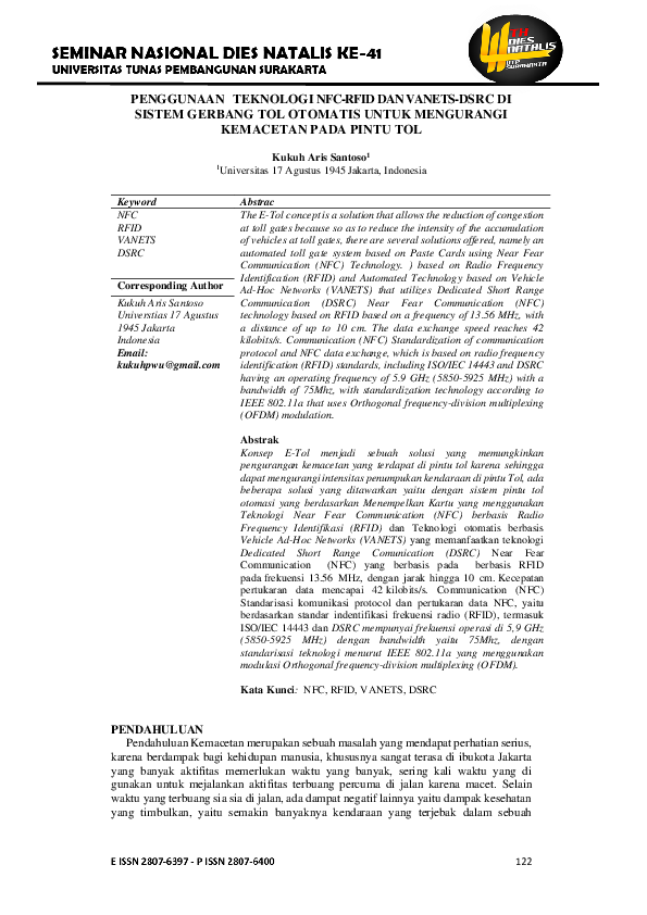 (PDF) Penggunaan Teknologi NFC-Rfid Dan Vanets-DSRC DI Sistem Gerbang ...