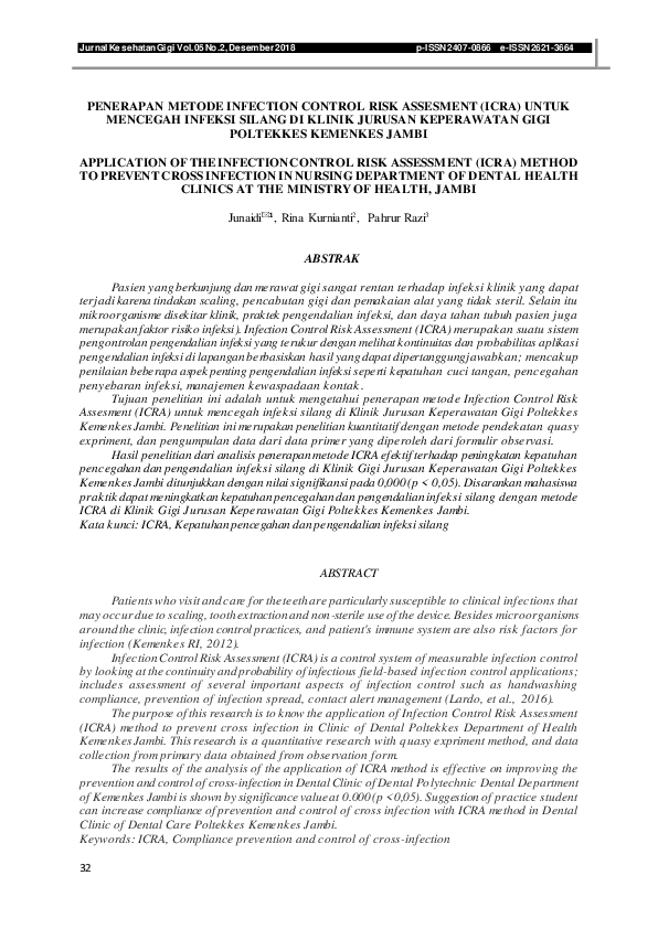 (PDF) Application of the Infection Control Risk Assessment (Icra ...