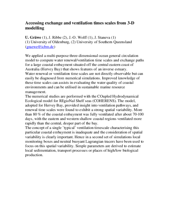 (PDF) Accessing exchange and ventilation time scales from 3-D modelling