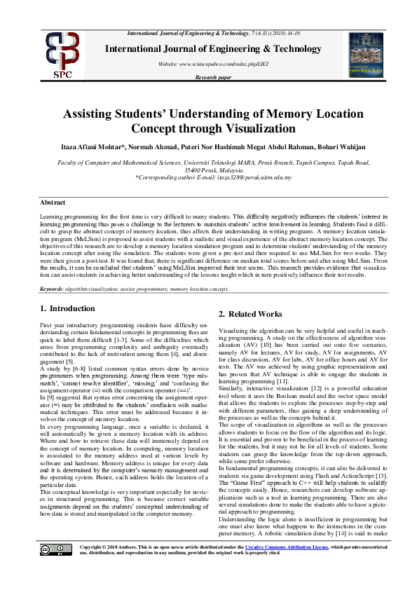(PDF) Assisting Students’ Understanding of Memory Location Concept ...