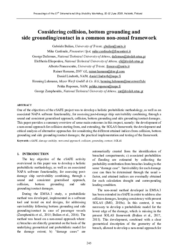 Pdf Considering Collision Bottom Grounding And Side Grounding Contact In A Common Non Zonal