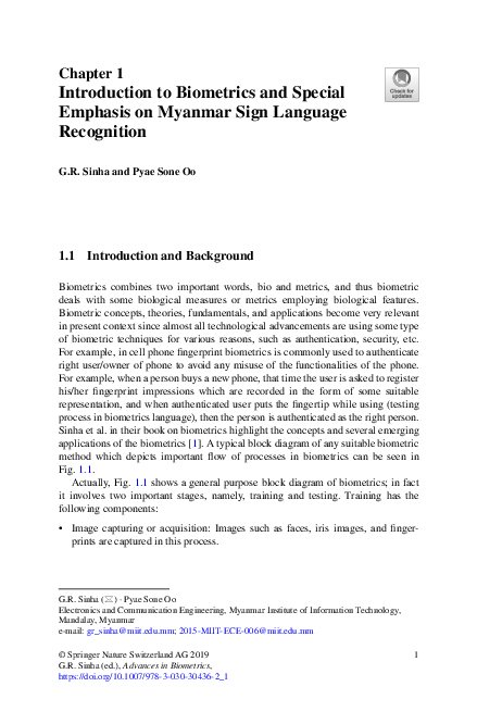 (PDF) Introduction to Biometrics and Special Emphasis on Myanmar Sign ...