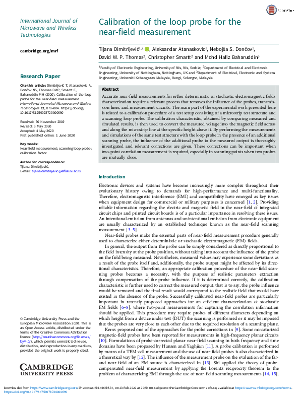 (PDF) Calibration of the loop probe for the near-field measurement ...
