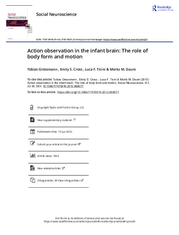 (PDF) Action observation in the infant brain: The role of body form and ...