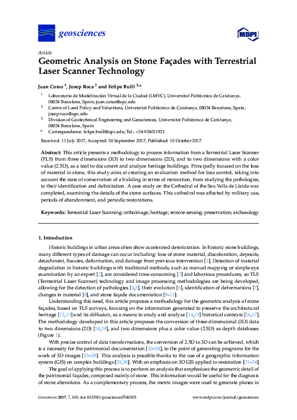 (PDF) Geometric Analysis on Stone Façades with Terrestrial Laser ...