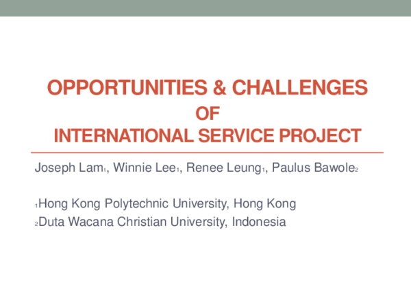 (PDF) Opportunities & challenges of international service project