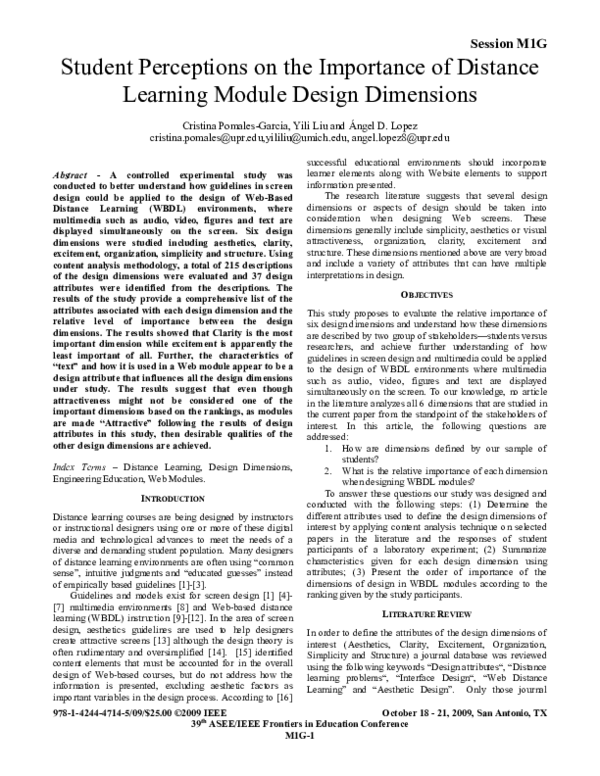 (PDF) Key Design Dimensions in Web-Based Distance Learning