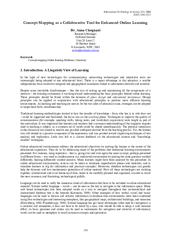 Pdf Collaborative Concept Mapping In Online Learning