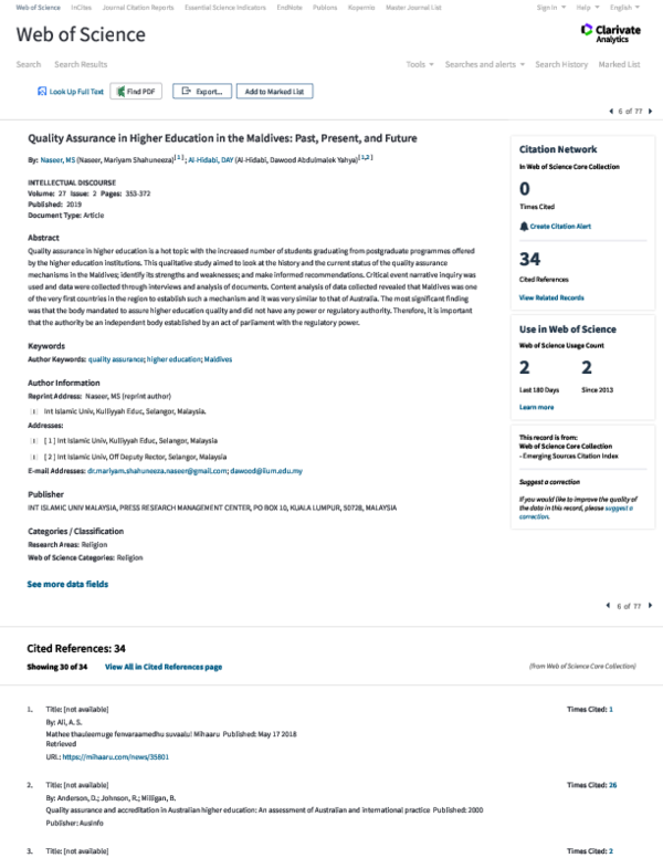 (PDF) Quality assurance in higher education in the Maldives:past, present and future | dawood ...