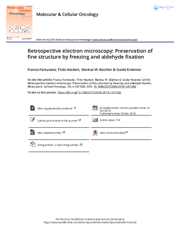 (PDF) Retrospective electron microscopy: Preservation of fine structure ...