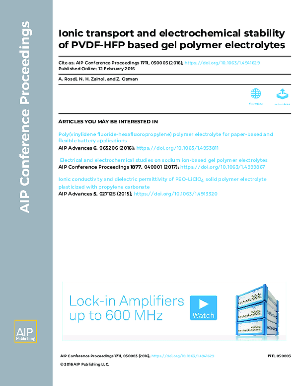 (PDF) Ionic transport and electrochemical stability of PVDF-HFP based ...