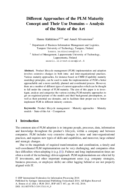 (PDF) Different Approaches of the PLM Maturity Concept and Their Use ...