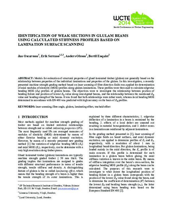 (PDF) Identification of weak sections in glulam beams using calculated ...