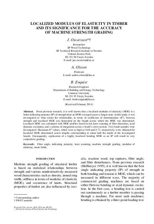 (PDF) Localized modulus of elasticity in timber and its significance ...