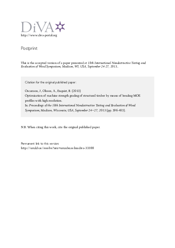 (PDF) Optimization of machine strength grading of structural timber by ...