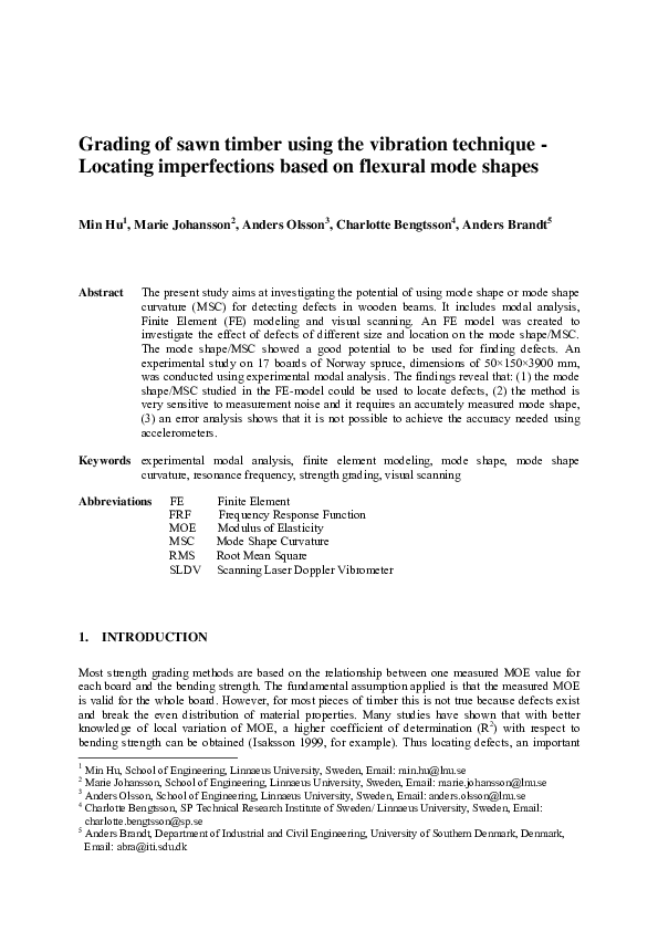 (PDF) Grading of sawn timber using the vibration technique - Locating ...