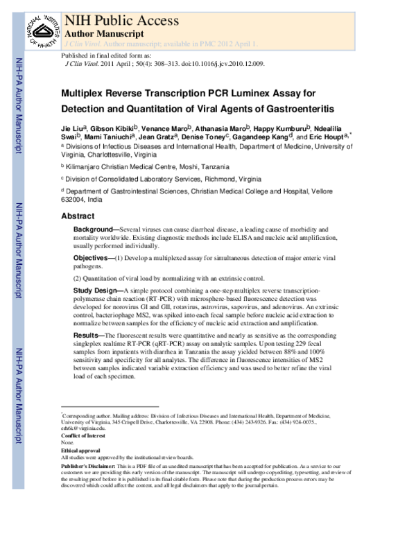 (PDF) Multiplex reverse transcription PCR Luminex assay for detection ...