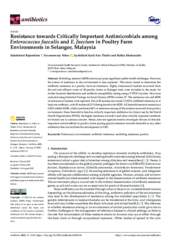 (PDF) Resistance towards Critically Important Antimicrobials among ...