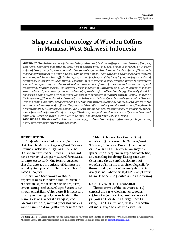 (PDF) Shape and Chronology of Wooden Coffins in Mamasa, West Sulawesi ...