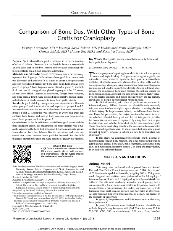 (PDF) Comparison of Bone Dust With Other Types of Bone Grafts for ...