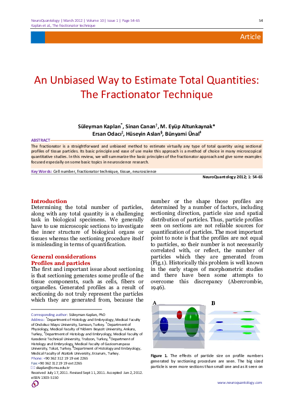 (PDF) An Unbiased Way to Estimate Total Quantities: The Fractionator Technique