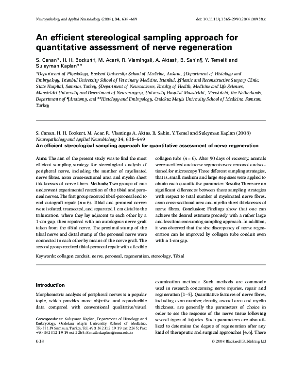 (PDF) An efficient stereological sampling approach for quantitative assessment of nerve regeneration