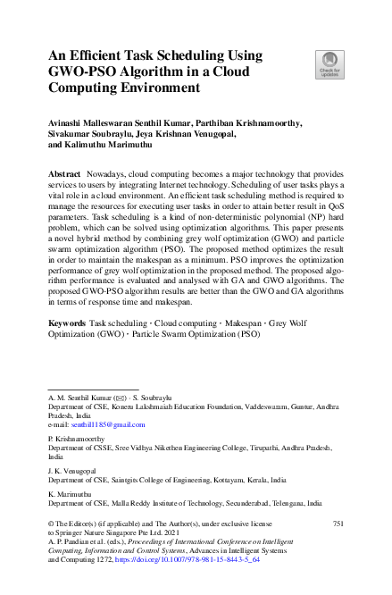 (PDF) An Efficient Task Scheduling Using GWO-PSO Algorithm in a Cloud Computing Environment