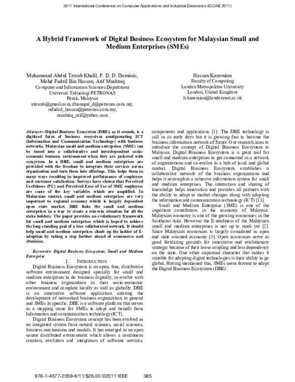 (PDF) A hybrid framework of Digital Business Ecosystem for Malaysian ...
