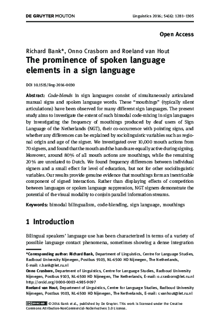 (PDF) The prominence of spoken language elements in a sign language
