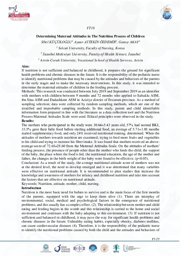 (PDF) Determining Maternal Attitudes in The Nutrition Process of Children