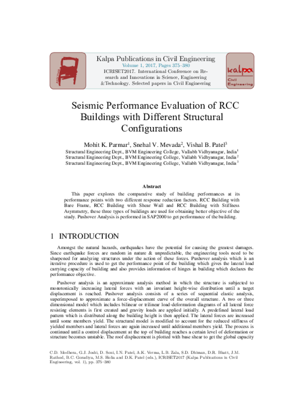 Pdf Seismic Performance Evaluation Of Rcc Buildings With Different