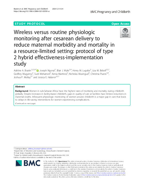 (PDF) Wireless versus routine physiologic monitoring after cesarean ...