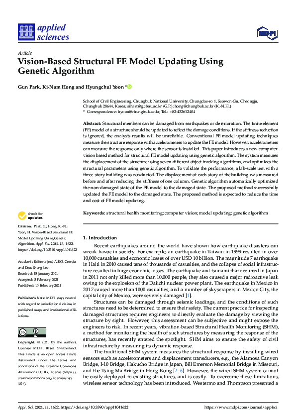 (PDF) Vision-Based Structural FE Model Updating Using Genetic Algorithm
